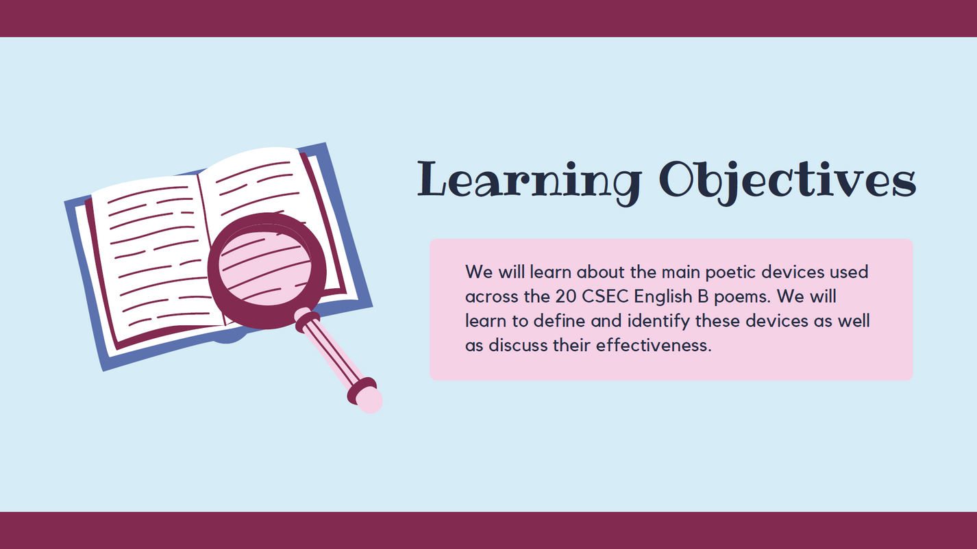 Poetic Devices Across the 20 CSEC Poems (PDF + PPT) | English B – CSEC ...